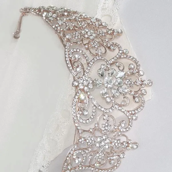 Farrah Crown | Rose Gold Crown | Rose Bridal Tiara